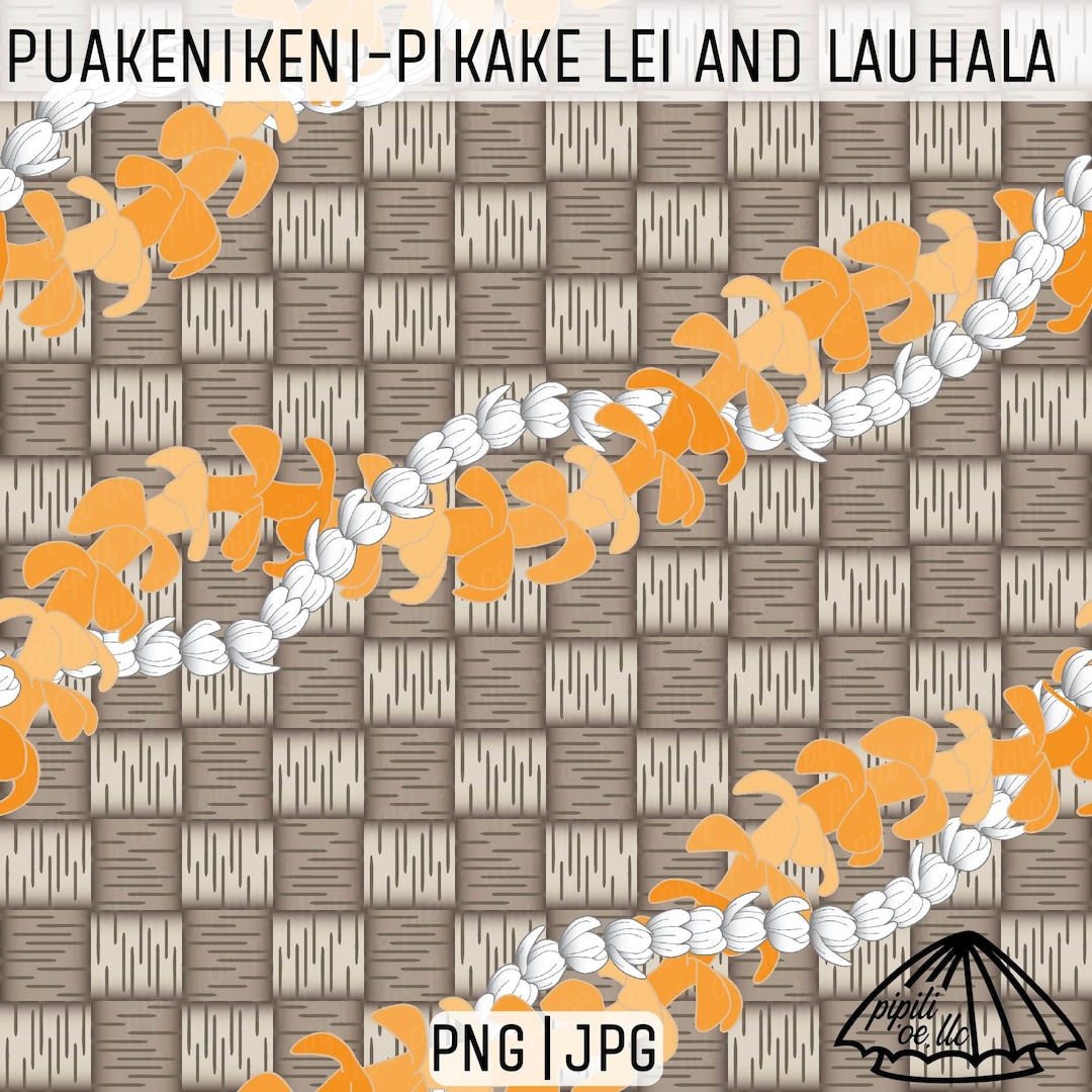 Puakenikeni-pikake Lei and Lauhala Pattern - Hawaii Seamless Pattern ...