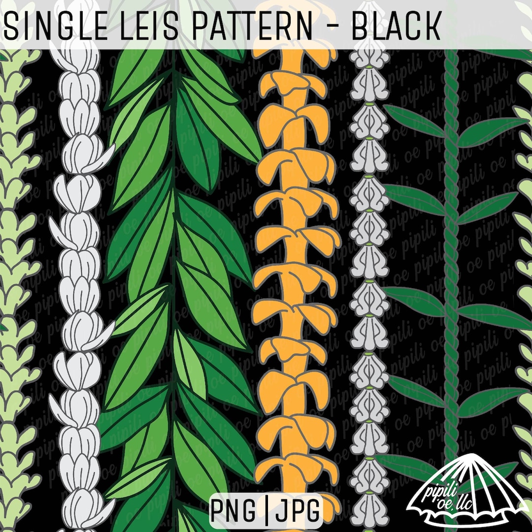 Single Leis Pattern Black Puakenikeni Lei Pikake Lei Maile Lei Ti Leaf ...