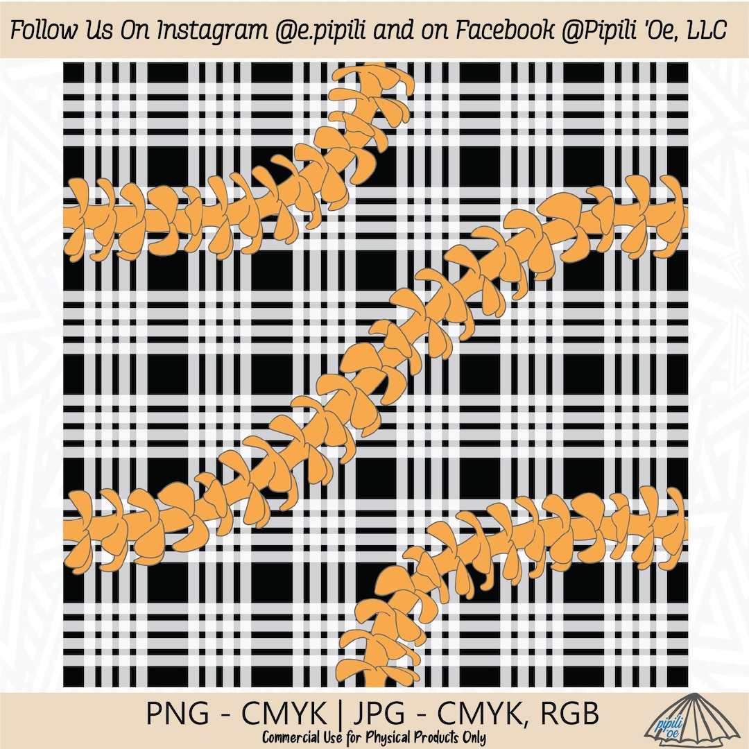 Puakenikeni and Palaka Pattern - Black - Puakenikeni Lei Seamless PNG ...