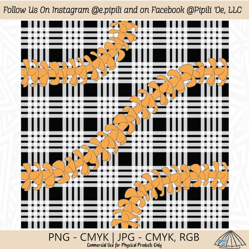 Puakenikeni and Palaka Pattern - Black - Puakenikeni Lei Seamless PNG ...