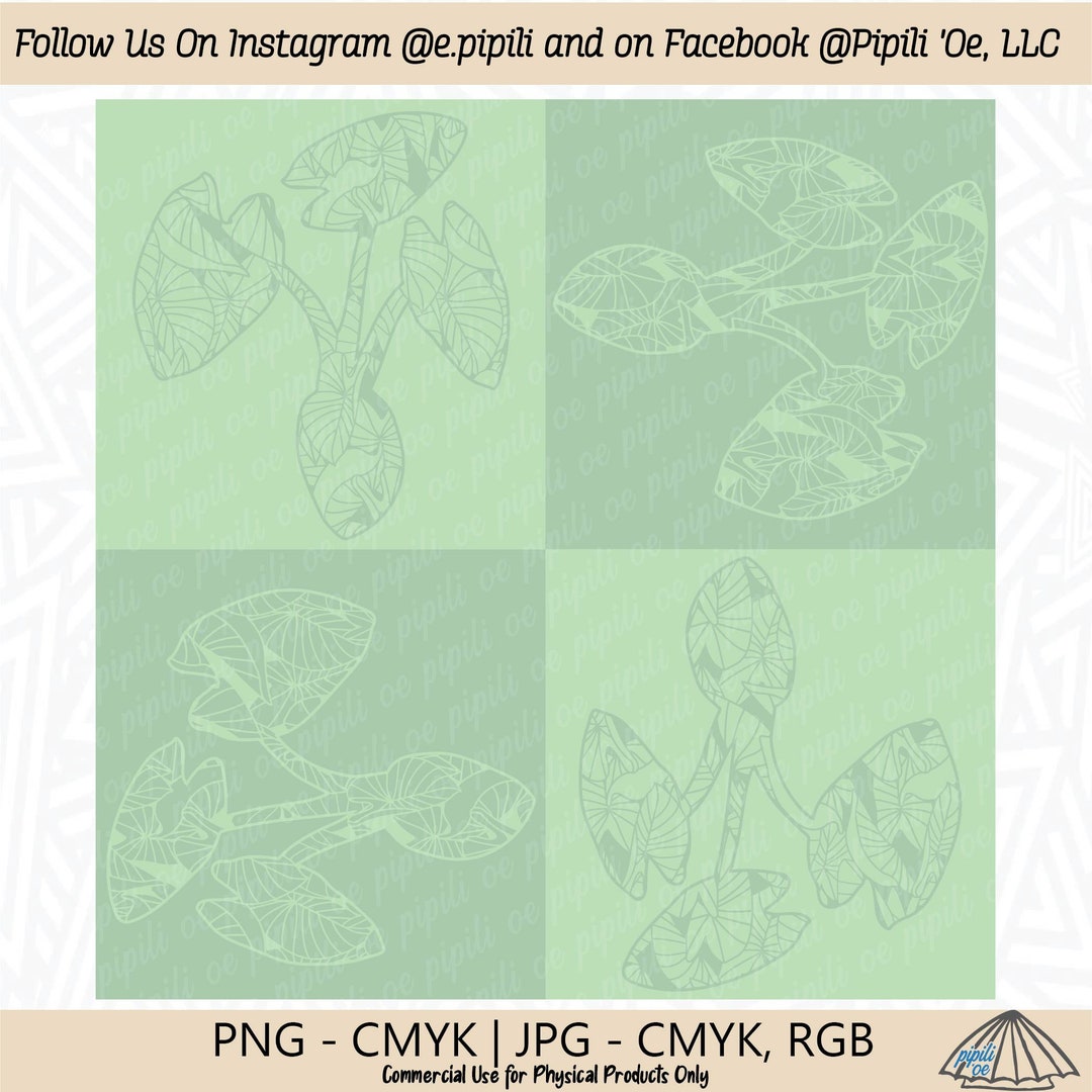 Kalo 3 Leaf Checkered Pattern - Kalo Plant Repeating Pattern - Taro ...