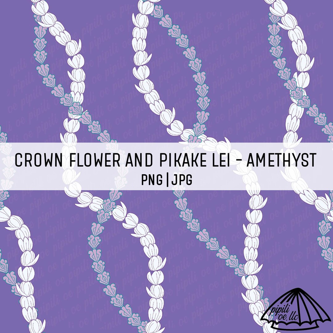 Crown Flower and Pikake Lei Pattern - Amethyst - Seamless Pattern ...