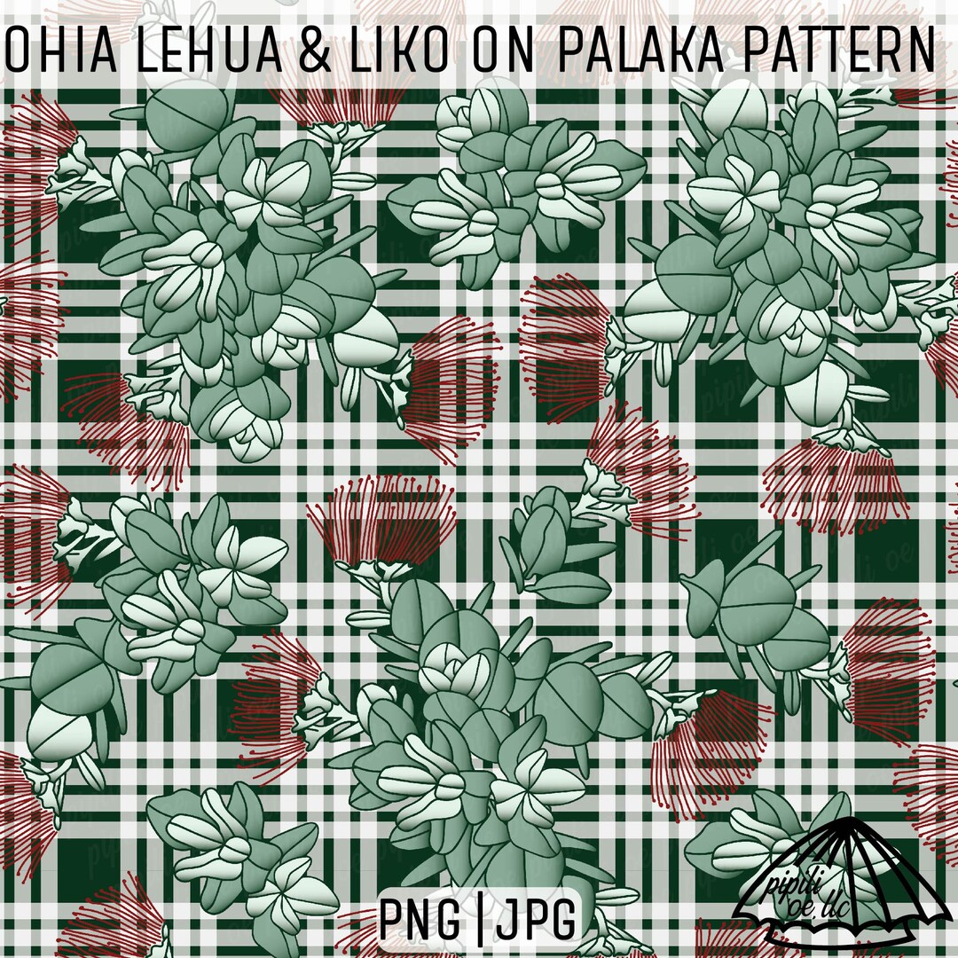 Ohia Lehua and Liko on Palaka Pattern Hawaii Seamless Pattern Ohia ...