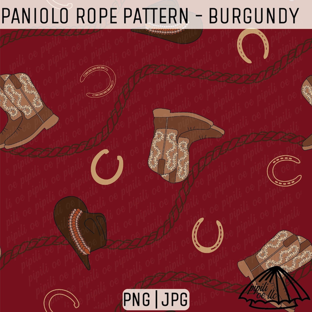 Paniolo Rope Pattern - Burgundy - Farmhouse Pattern - Hawaii Seamless ...