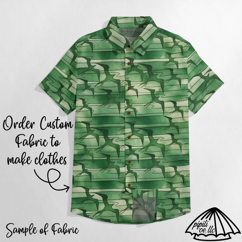 Iwa Over Ocean Watercolor - Green - Iwa Bird Seamless Repeating Pattern ...
