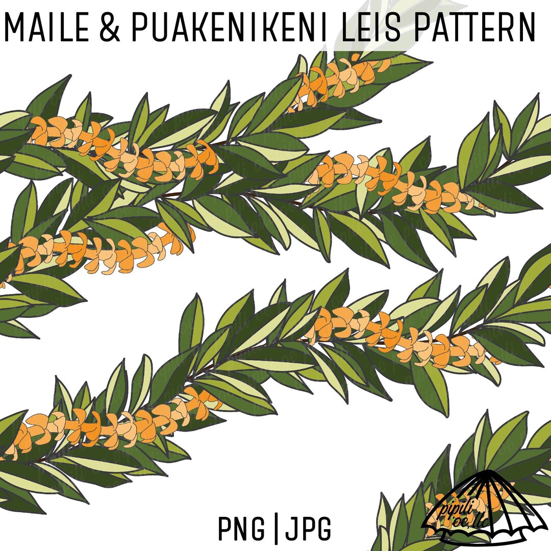 Maile and Puakenikeni Leis Pattern - White - Hawaii Seamless Pattern ...