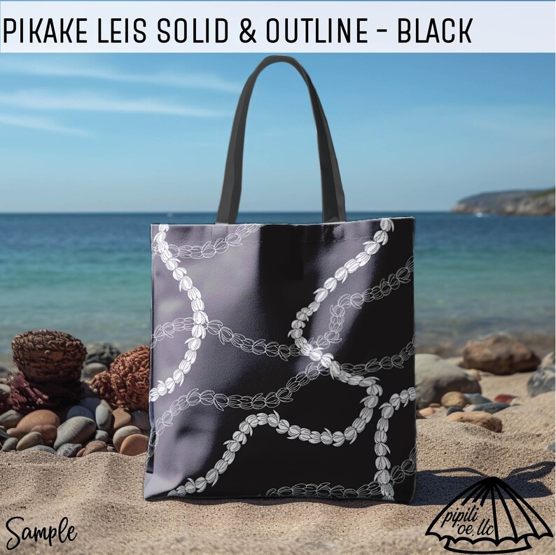 Pikake Leis Solid and Outline Black Pikake Lei PNG Lei Strand Seamless ...