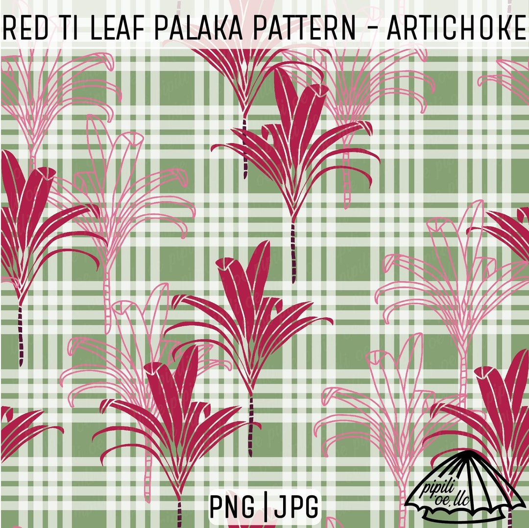 Red Ti Leaf Palaka Pattern PNG - Seamless Repeating PNG - Tropical ...