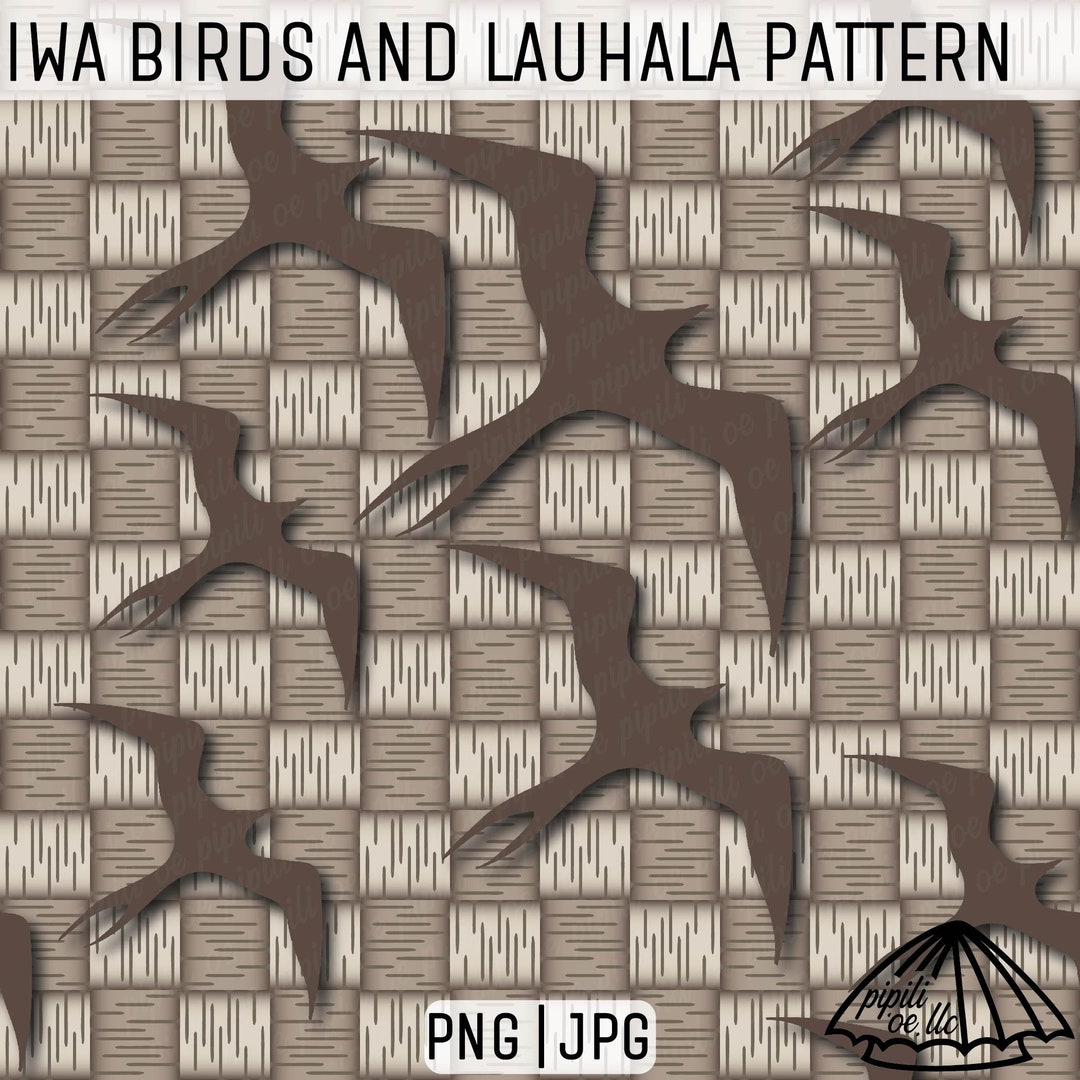 Iwa Birds and Lauhala Pattern - Hawaii Seamless Pattern - Hawaii ...