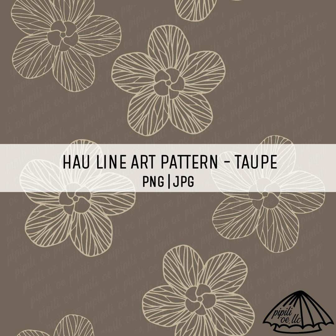 Hau Line Art Pattern - Taupe - Hau Flower Design - Fabric Printing PNG ...