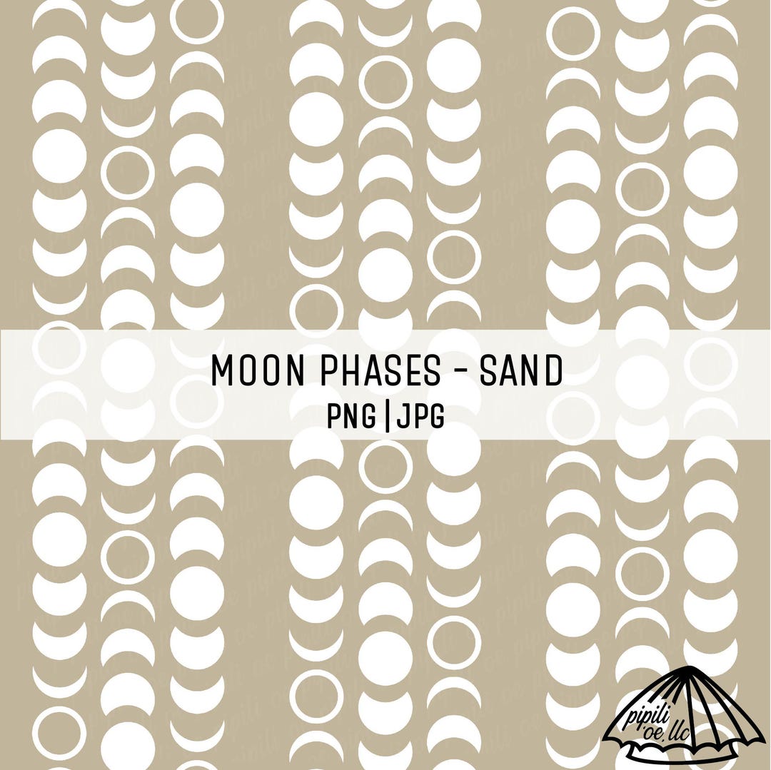 Moon Phases Seamless Repeating Pattern - Sand - Fabric Printing PNG ...