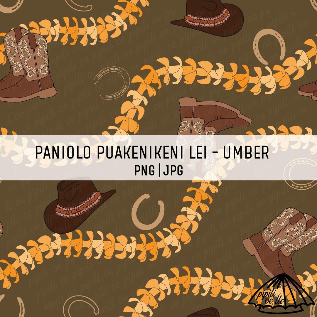 Paniolo Puakenikeni Lei - Umber - Farmhouse Pattern - Hawaii Seamless ...