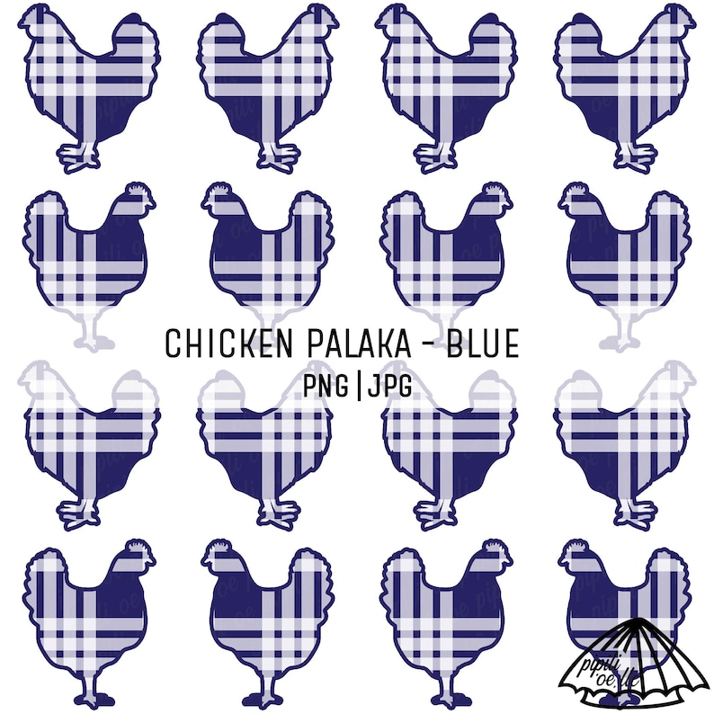Chicken Palaka Pattern - Blue - Farmhouse Seamless Pattern - Paniolo ...