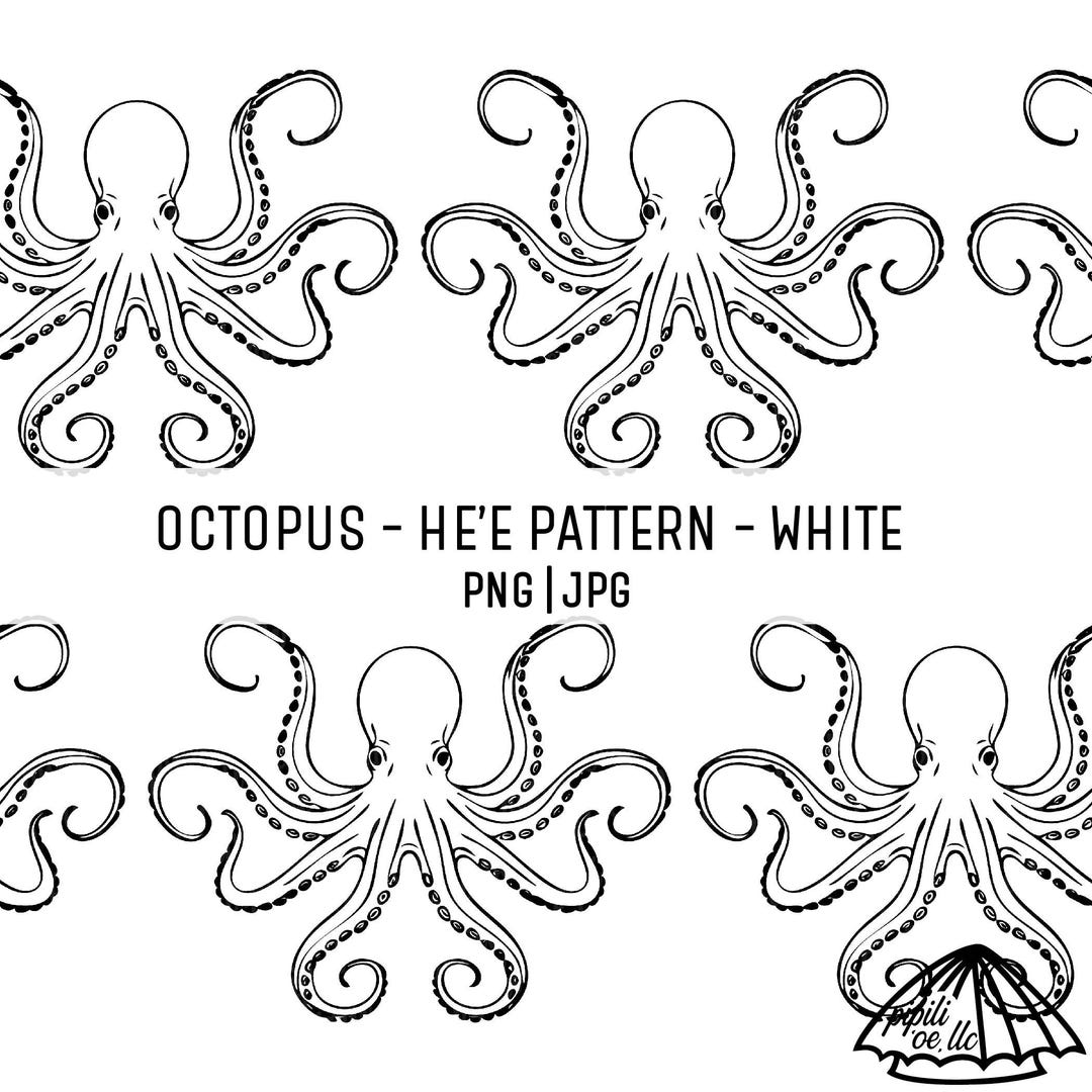 Octopus - He'e - White - Seamless Pattern - Hawaii Seamless Pattern ...