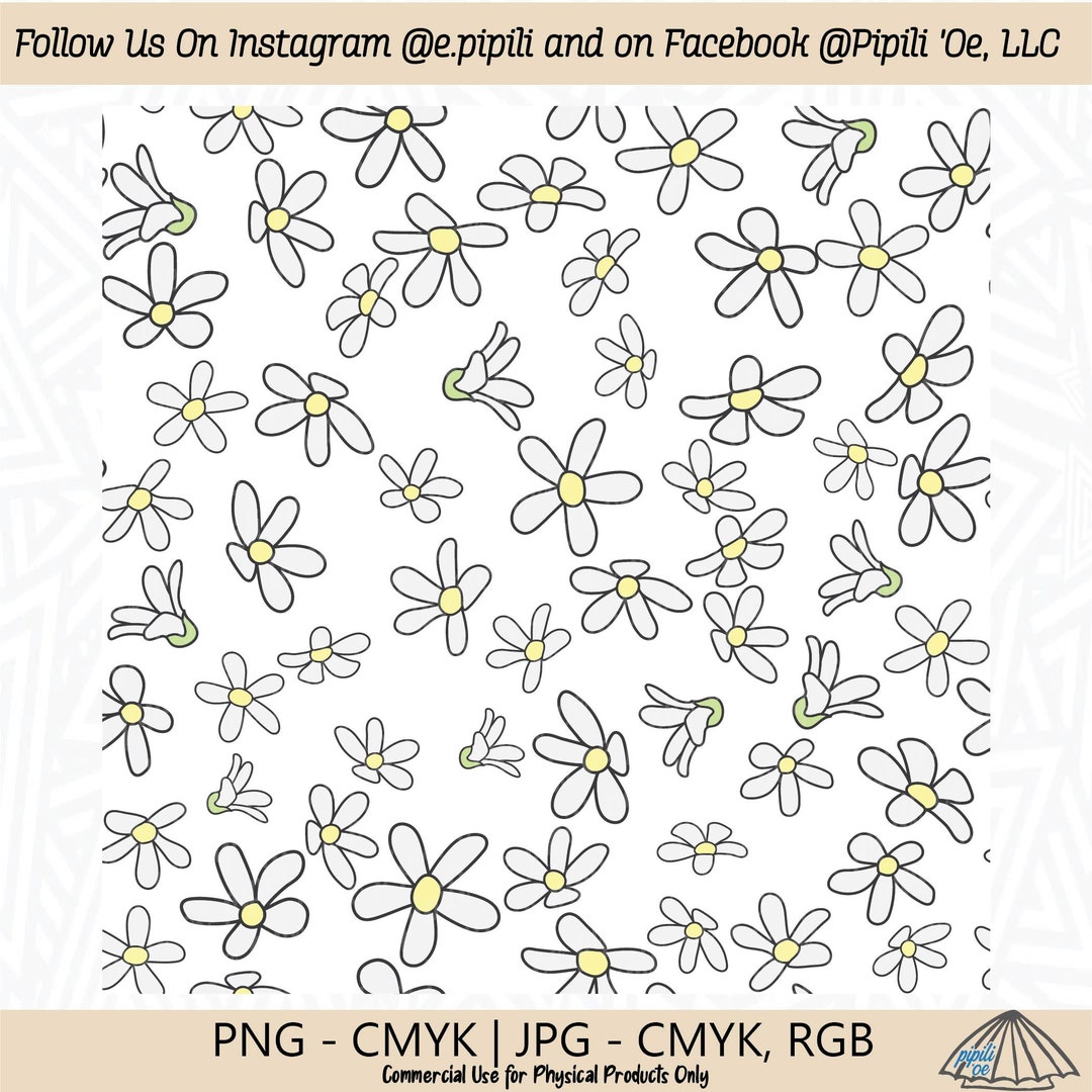 Kukui Flowers Repeating Pattern - White Background - Kukui Nut Flowers ...