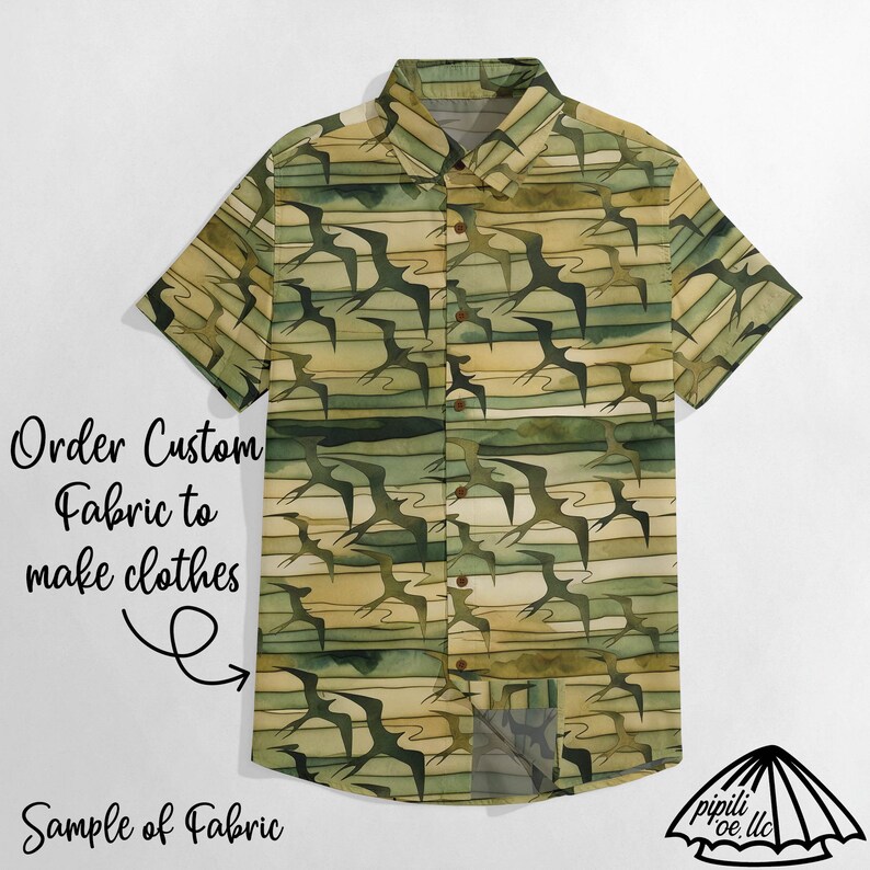 Iwa Over Ocean Watercolor Camo Colors Iwa Bird Seamless Repeating ...