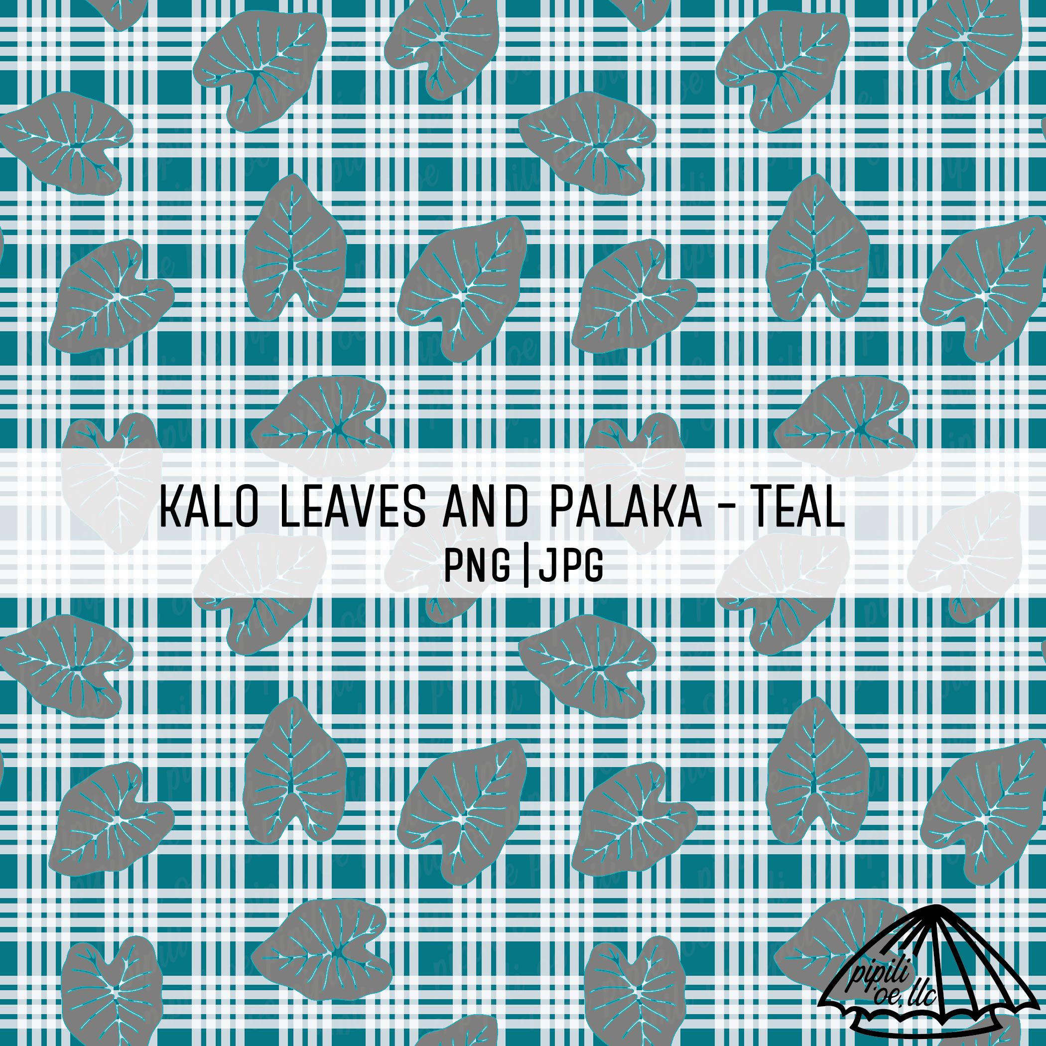Kalo Leaves and Palaka Pattern - Teal - Hawaiian Design for Sublimation ...