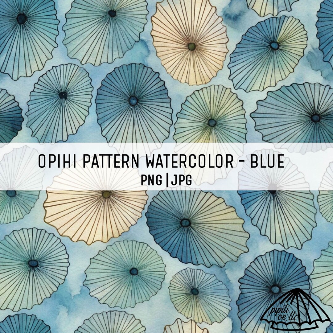 Opihi Pattern Watercolor - Blue - Opihi Seamless Repeating Pattern ...