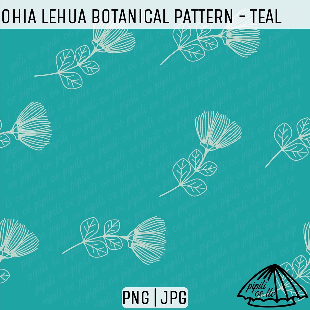Ohia Lehua Botanical Pattern - Teal - Botanical Pattern PNG - Floral ...