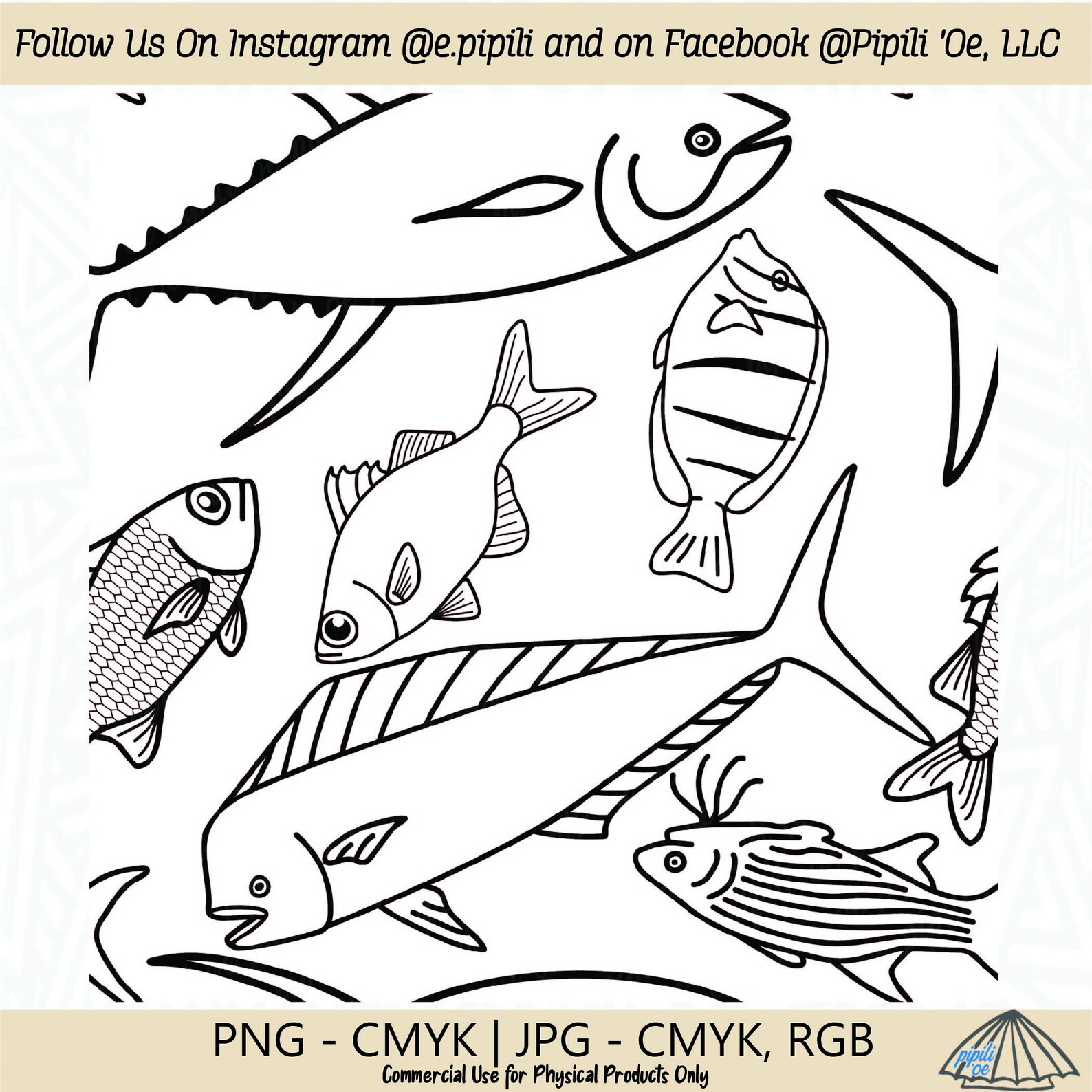 Hawaii Fish Pattern - White - Ahi Seamless Pattern - Ocean Fish ...