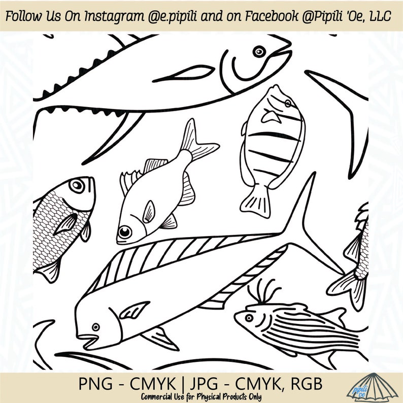 Hawaii Fish Pattern - White - Ahi Seamless Pattern - Ocean Fish ...