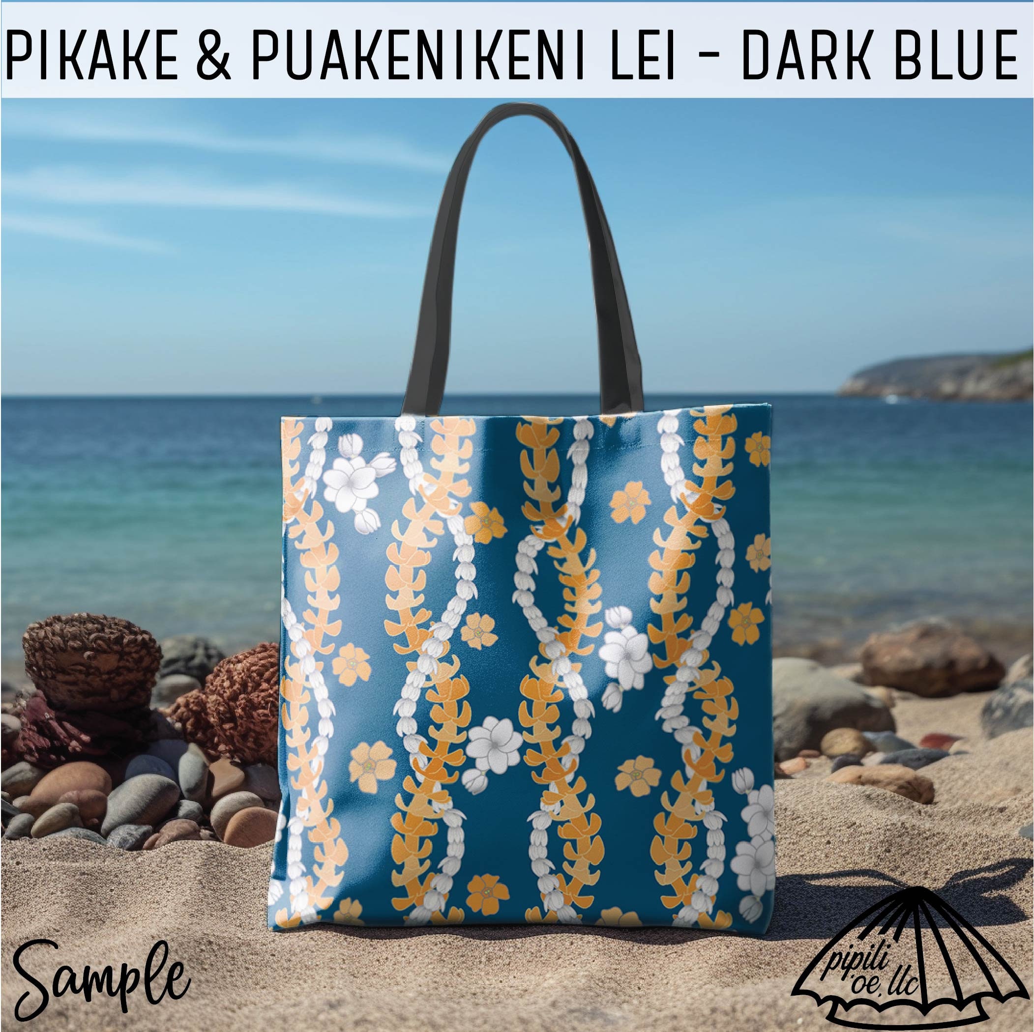 Pikake and Puakenikeni Lei Pattern - Dark Blue - Pikake Lei Seamless ...