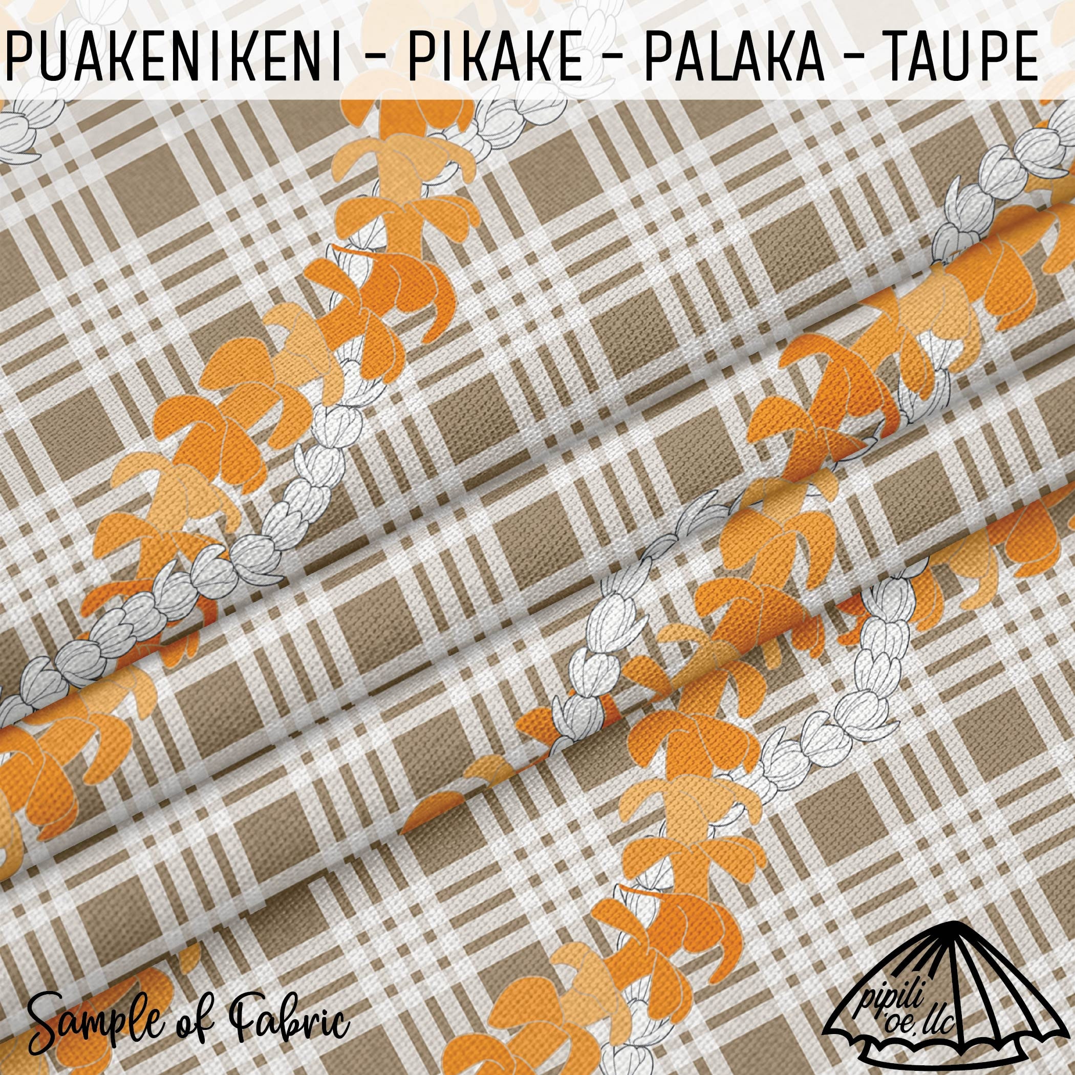 Puakenikeni and Pikake Lei on Palaka Taupe Hawaii Seamless Pattern ...