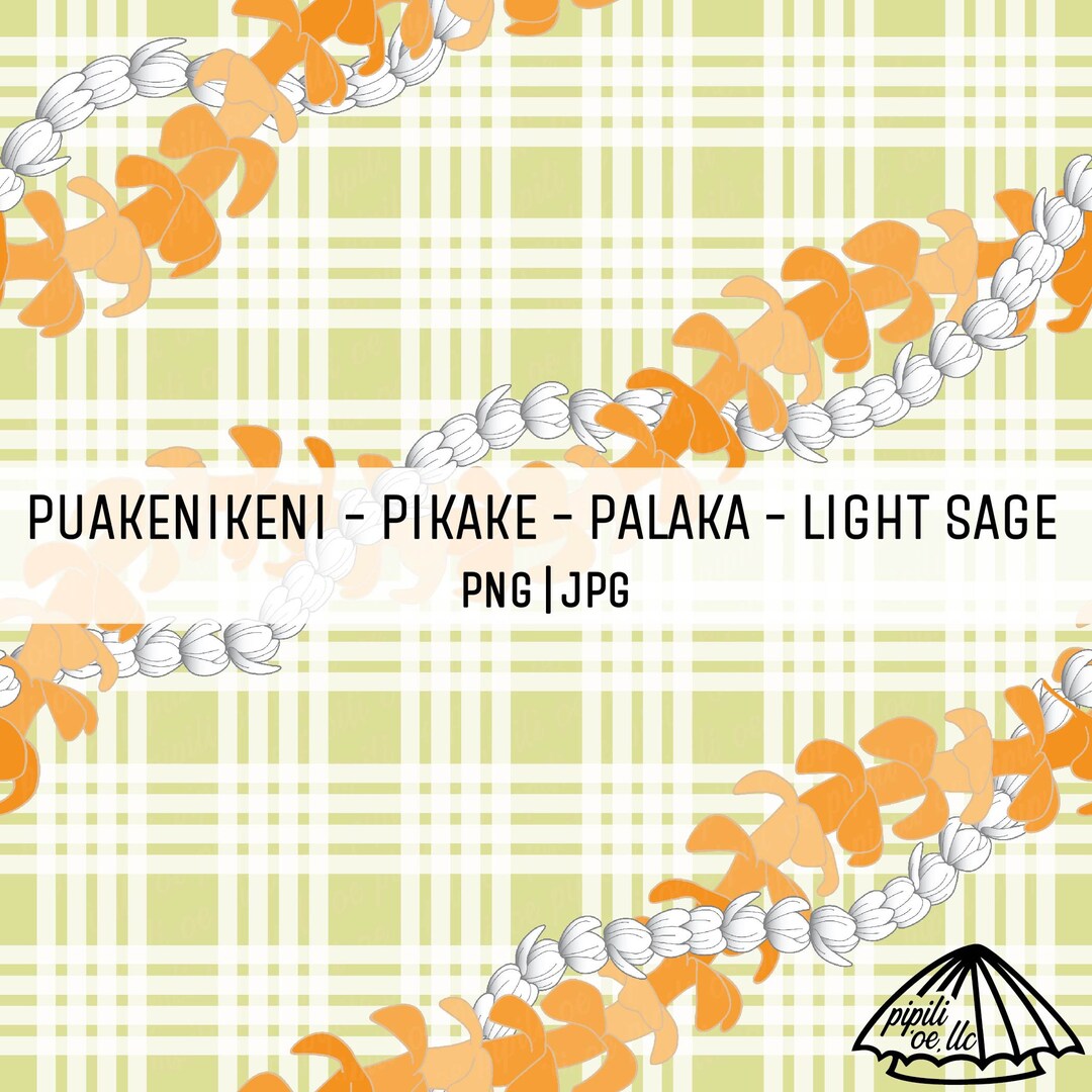 Puakenikeni & Pikake Lei on Palaka - Light Sage - Hawaii Seamless ...
