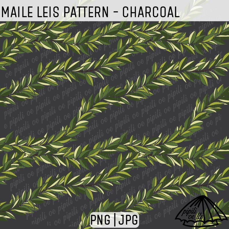Maile Leis Pattern Charcoal Maile Lei Clip Art Hawaii Seamless Pattern ...