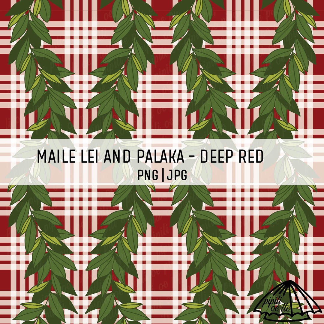 Maile Lei and Palaka Pattern - Deep Red - Hawaii Seamless Pattern - Lei ...