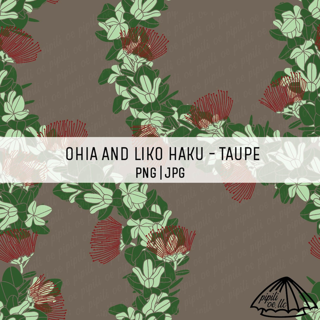 Ohia and Liko Haku Pattern - Taupe - Hawaiian Flower Lei Pattern ...
