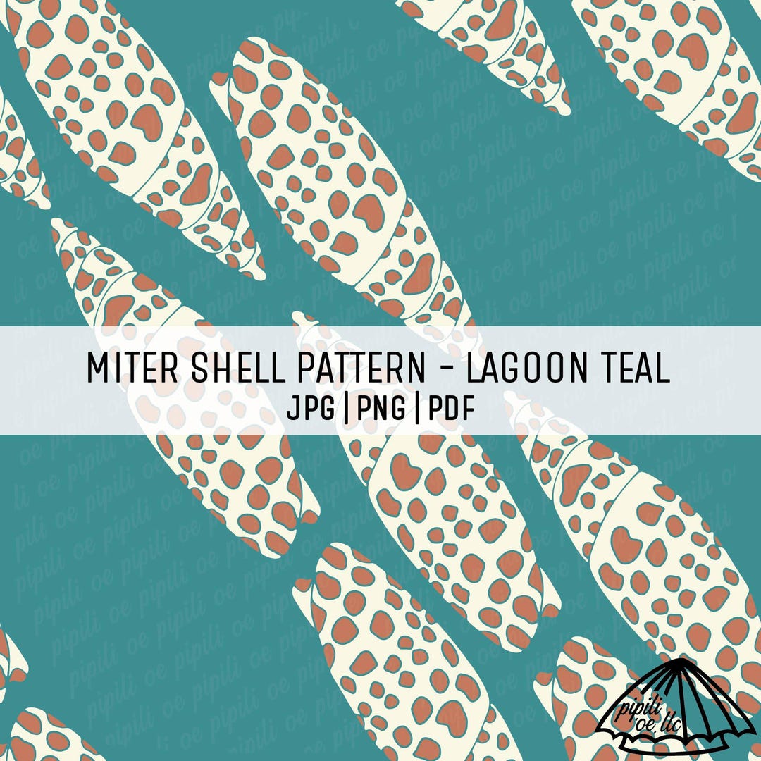 Miter Shell Pattern With Lagoon Teal Background - Beach Shell Seamless ...