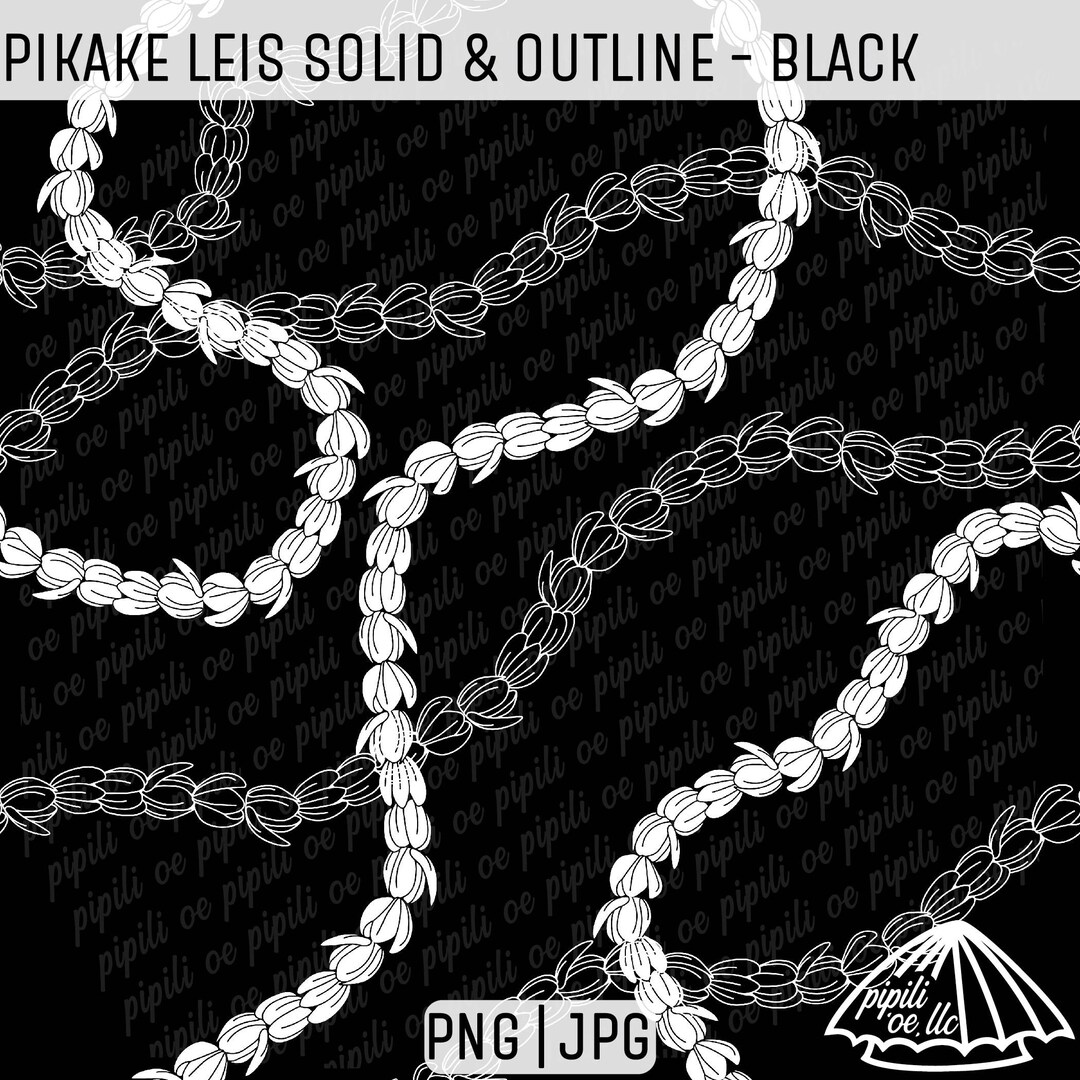 Pikake Leis Solid and Outline - Black - Pikake Lei PNG - Lei Strand ...