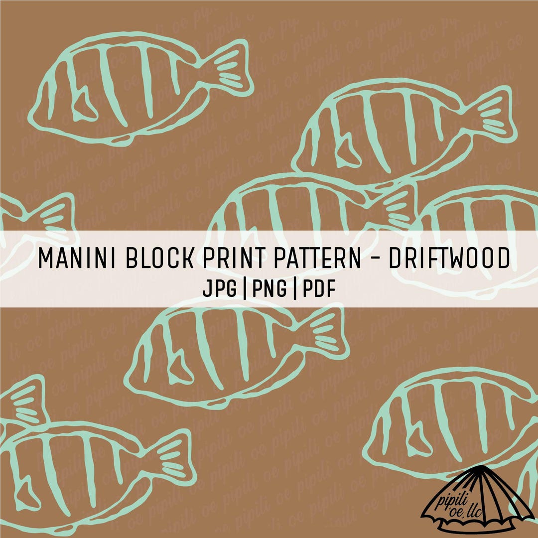 Manani Block Print Seamless Pattern - Driftwood Colored - Fish Print ...