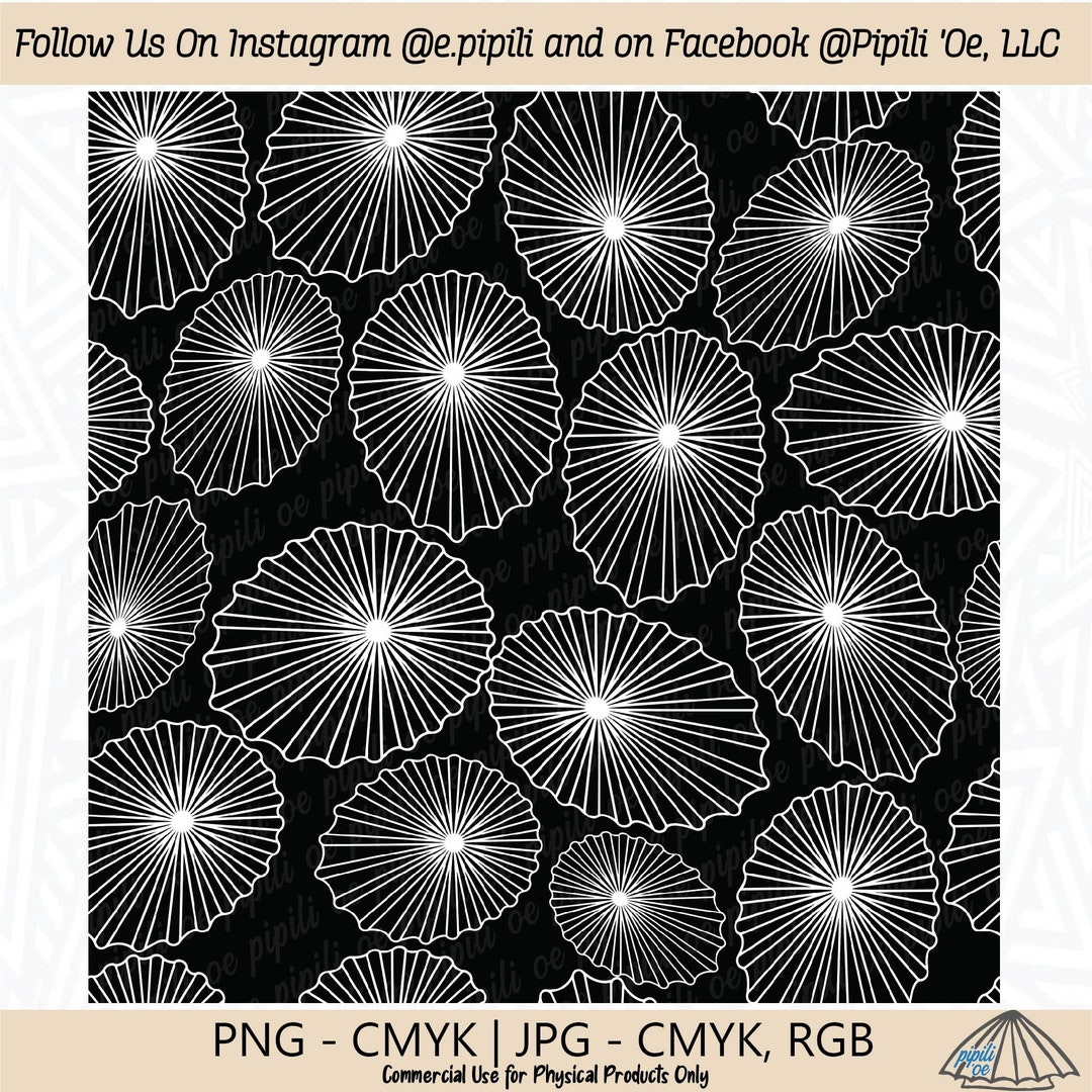 Opihi Pattern - Black - Opihi Seamless Repeating Pattern - Hawaii Ocean ...