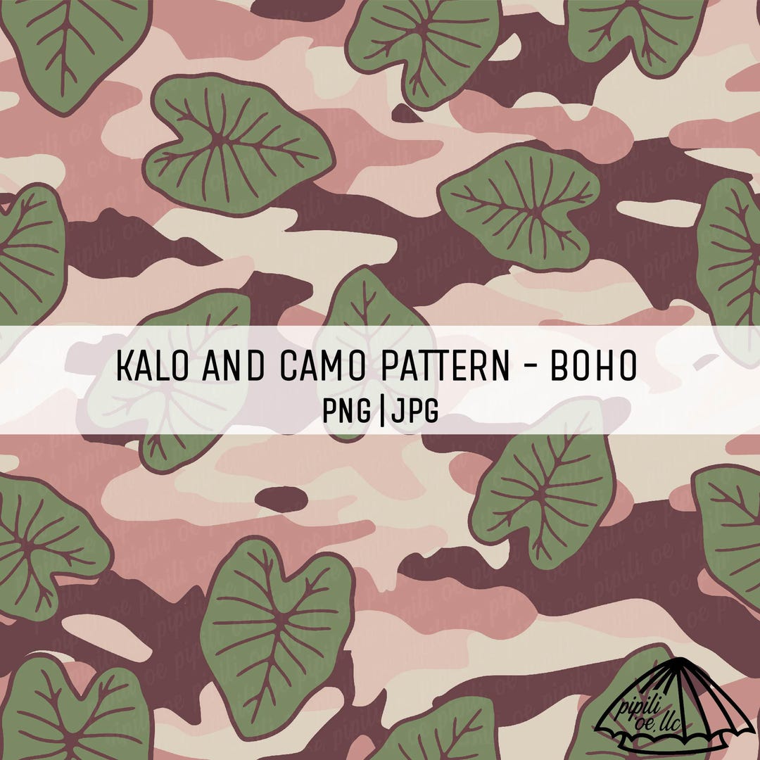Kalo and Camouflage Pattern - BOHO - Taro Leaves Seamless Pattern ...