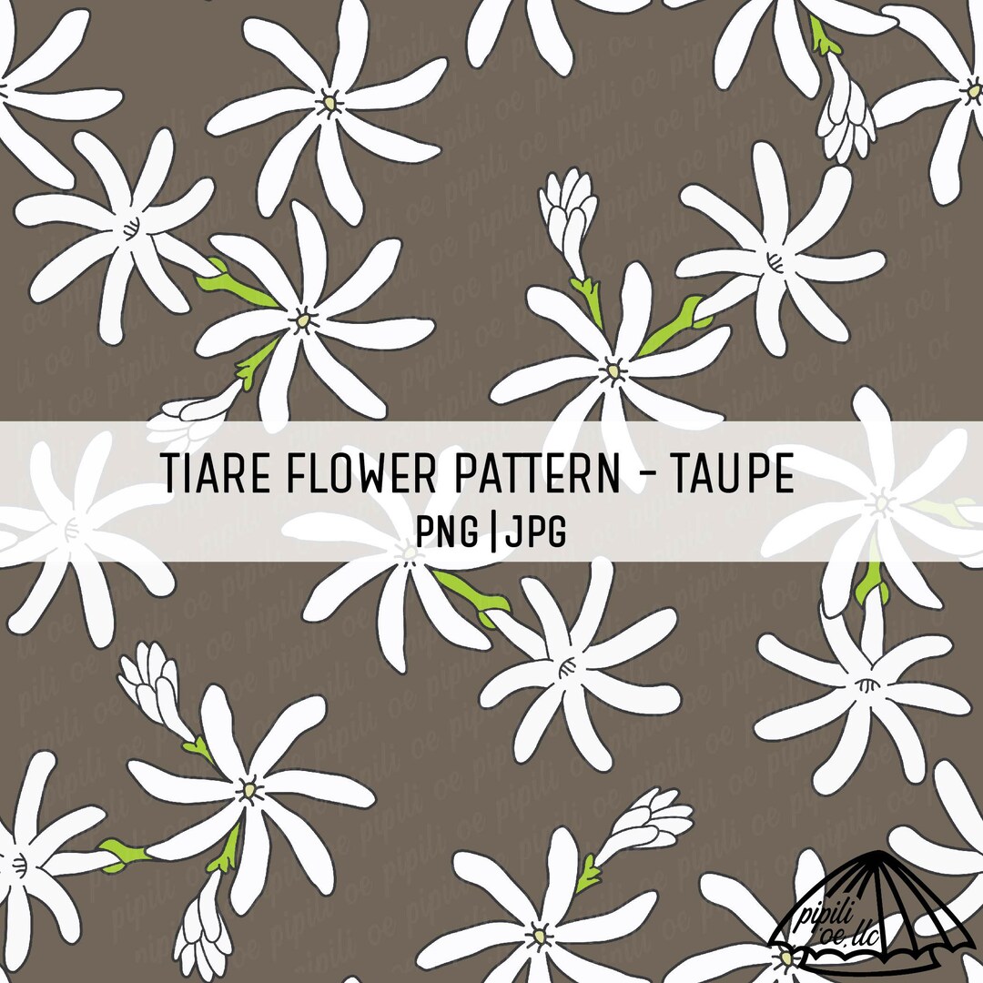 Tiare Flower Pattern - Taupe - Fabric Pattern PNG - Hawaii Seamless ...