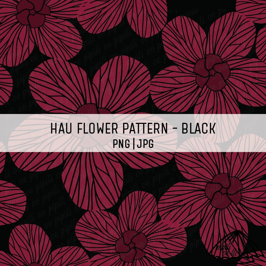 Hau Flowers Pattern Black Hau Seamless Pattern Hawaii Pattern Hawaiian ...