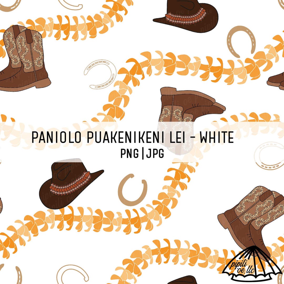 Paniolo Puakenikeni Lei - White - Farmhouse Pattern - Hawaii Seamless ...
