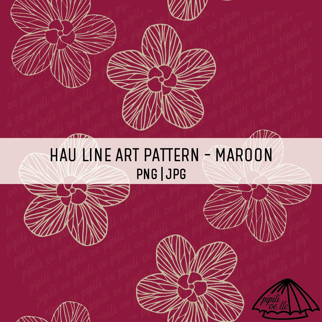 Hau Line Art Pattern - Maroon - Hau Flower Design - Fabric Printing PNG ...