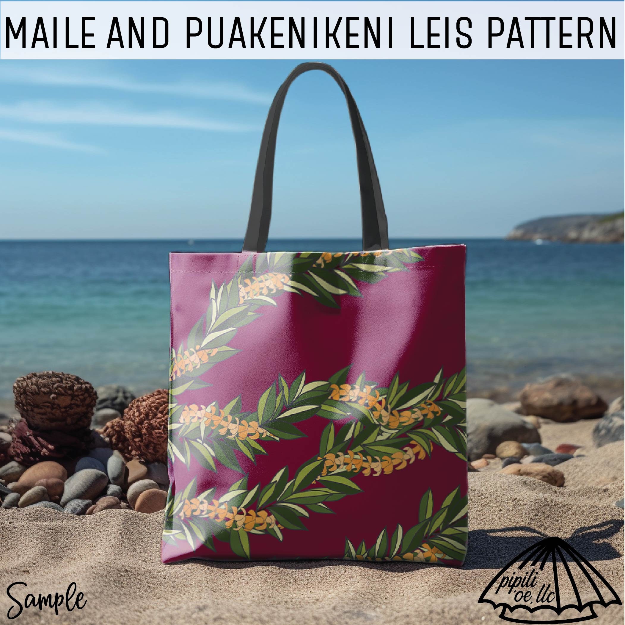 Maile and Puakenikeni Leis Pattern Burgundy Hawaii Seamless Pattern ...