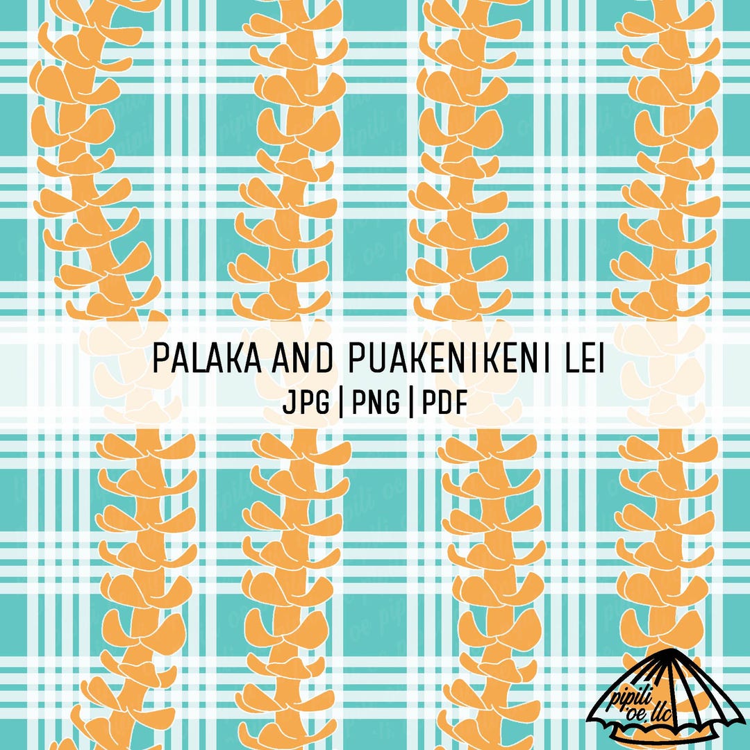 Palaka and Puakenikeni Lei Pattern - Turquoise - Seamless Pattern for ...