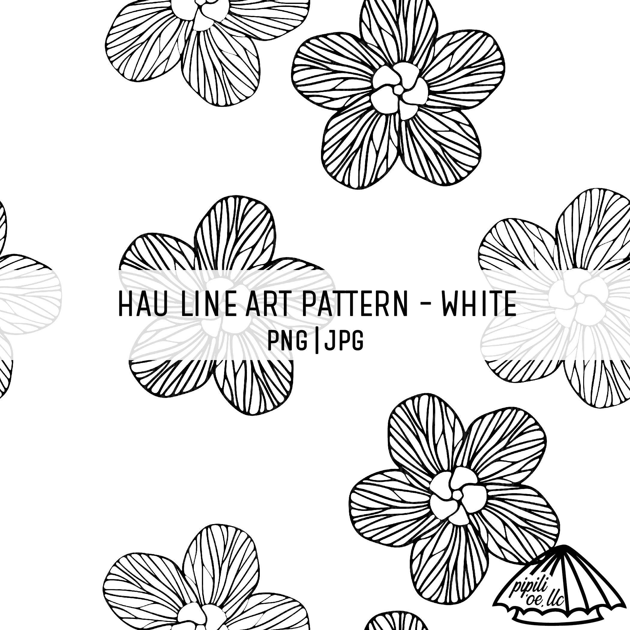 Hau Line Art Pattern - White - Hau Flower Design - Fabric Printing PNG ...