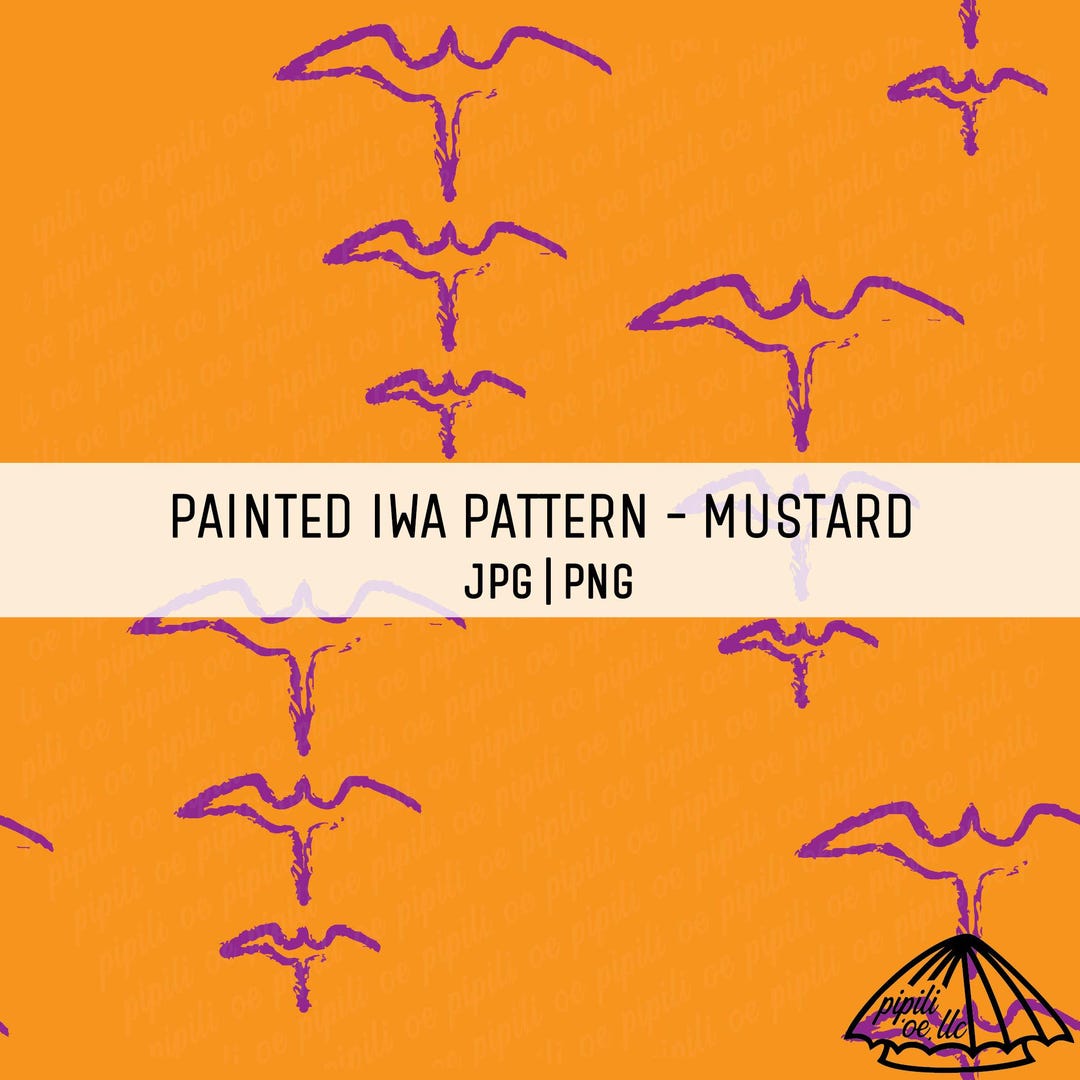 Painted Iwa Pattern - Mustard - Iwa Birds Seamless Pattern for ...