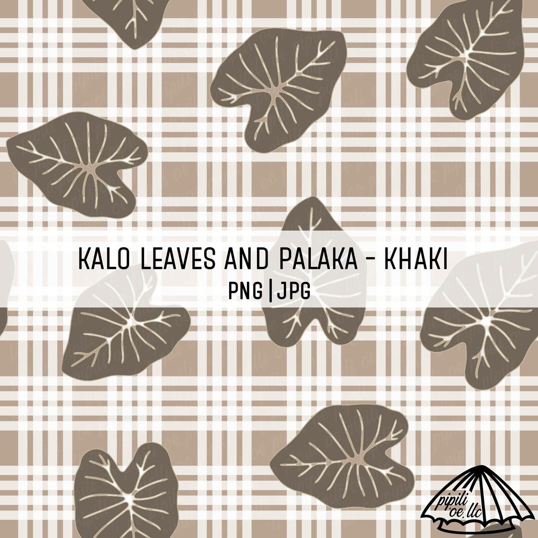 Kalo Leaves and Palaka Pattern - Khaki - Hawaiian Design for ...