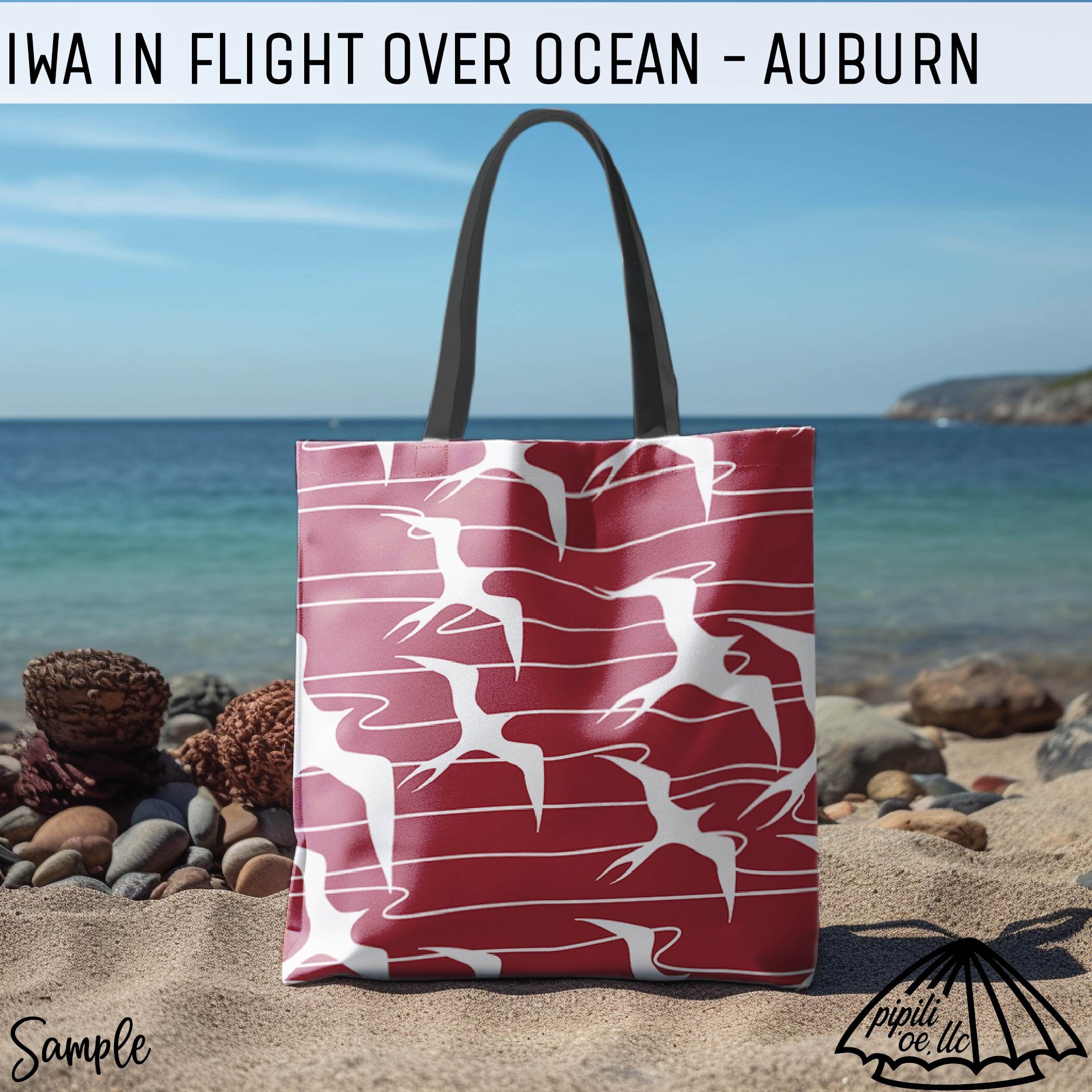 Iwa in Flight Over the Ocean Pattern - Auburn - Iwa Bird Seamless ...