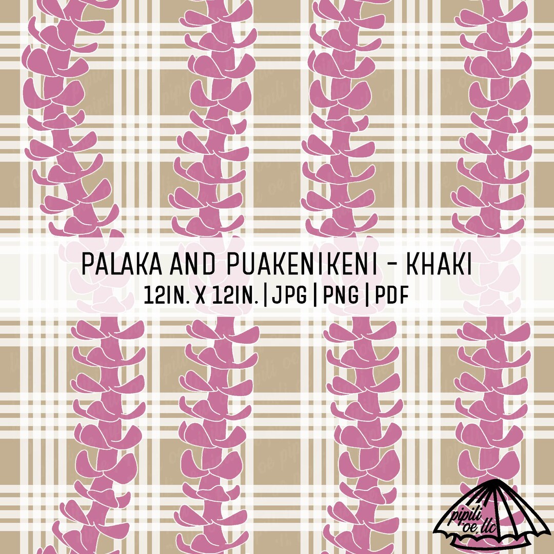 Palaka and Mauve Puakenikeni Lei Pattern - Khaki - Seamless Pattern for ...