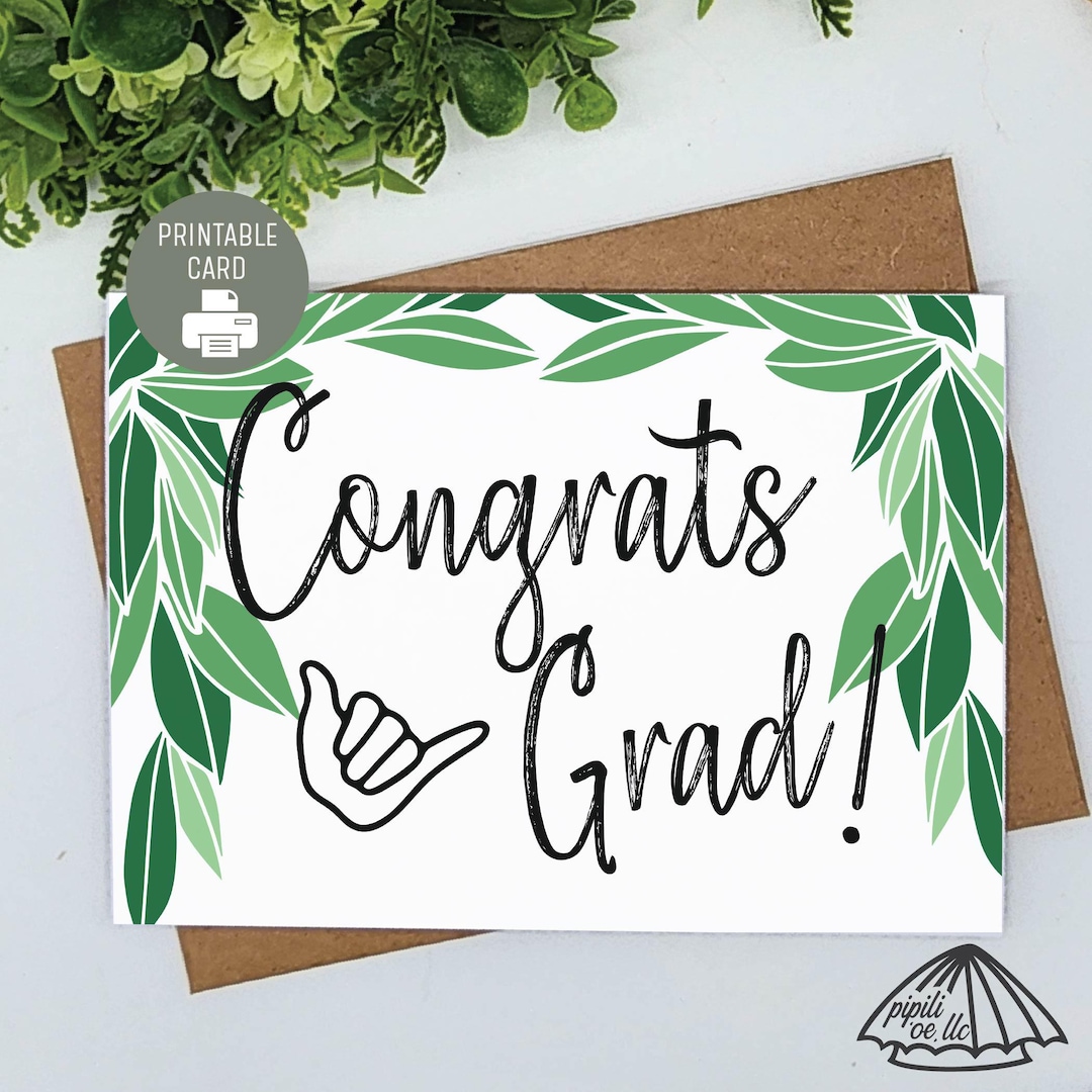 Congrats Grad Card Printable - Maile Lei Printable Card - Graduation ...