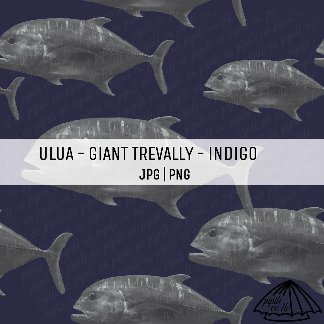 Ulua - Giant Trevally Pattern - Indigo - Seamless Repeating Pattern for ...