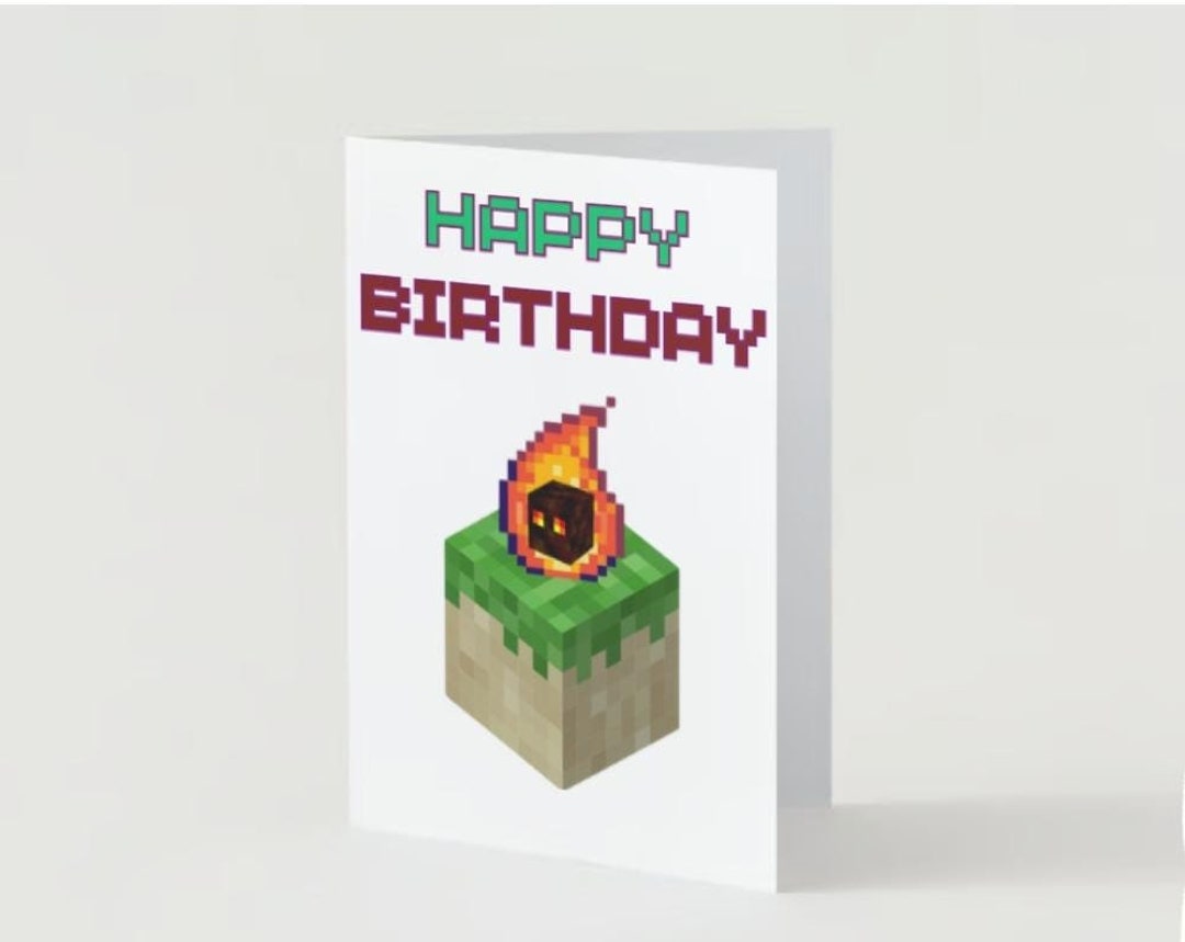 Minecraft Birthday Card Pdf Magma Cube 7x5 Minecraft Printable Happy ...